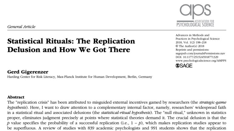 Statistical Rituals: The Replication Delusion and How We Got There ... Statistical Rituals: The Replication Delusion and How We Got There ...